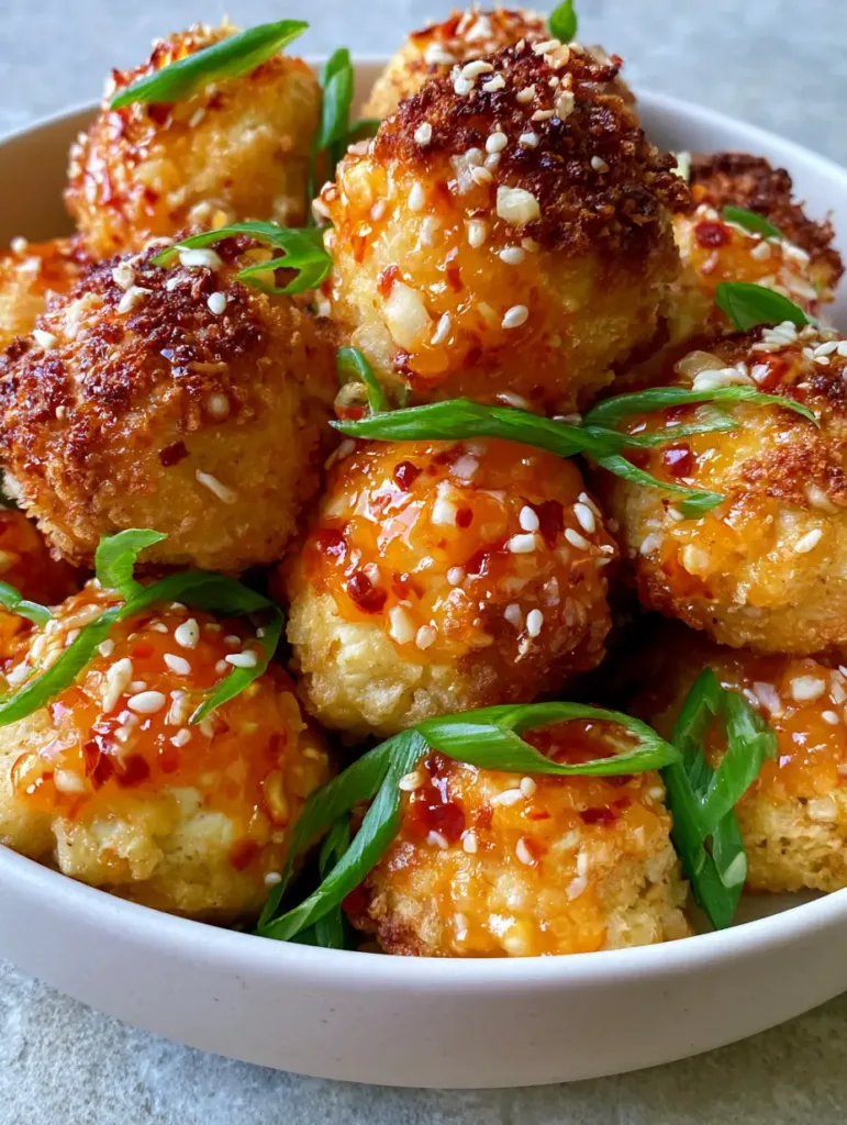 Air Fryer Tofu Balls with Glossy Sweet Chili Glaze
